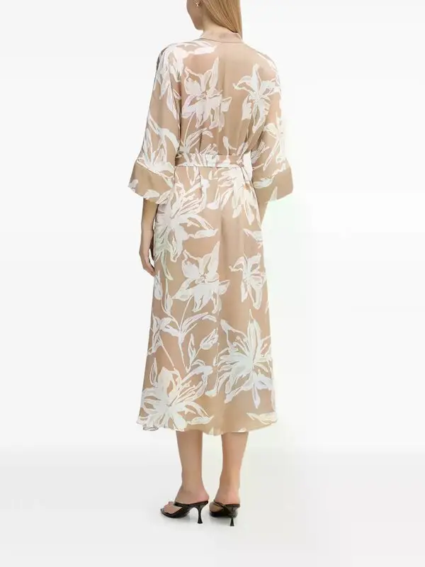 Joseph Ribkoff Floral Print Belted Midi Dress
