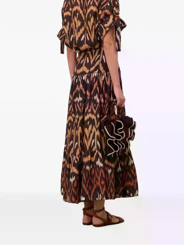 Zimmermann Aster Silk Midi Skirt - Brown