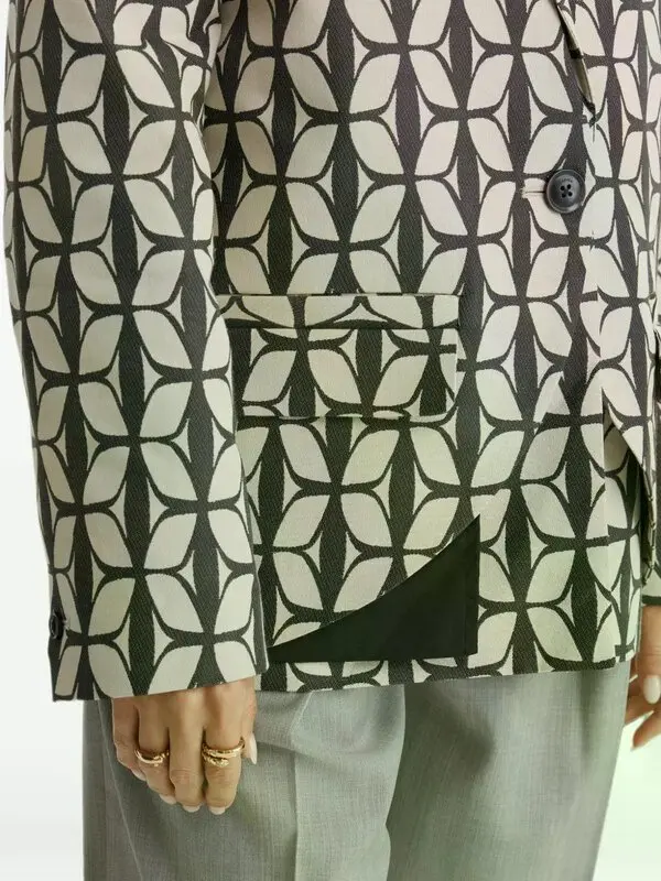 CUANNA Geometric Print Asymmetrical Jacket