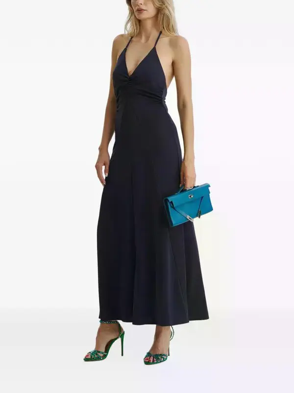 CUANNA Halterneck Ruched Maxi Dress