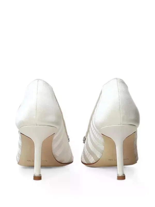 Manolo Blahnik Crystal-buckle Striped Pumps