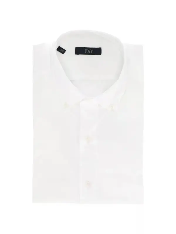 FAY Button-down Stretch-cotton Shirt - White