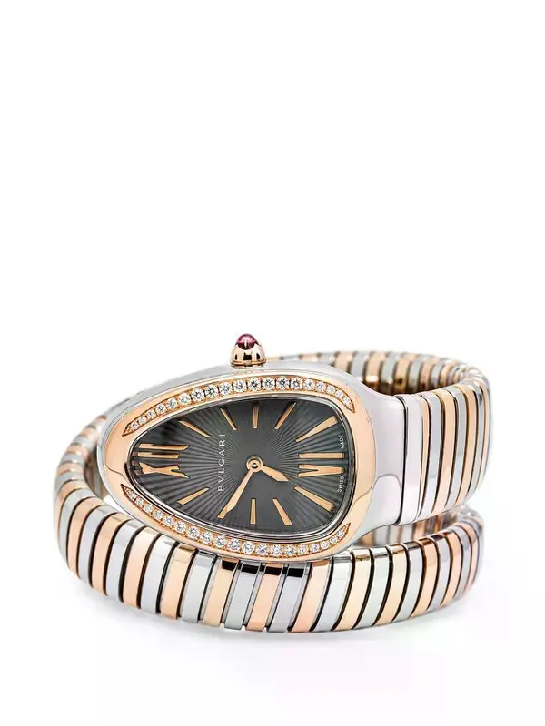 BVLGARI Serpenti Tubogas 35mm Watch With Diamond Bezel - Black