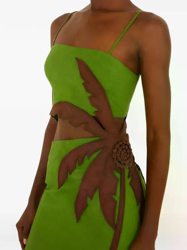Farm Rio Palm Tree Cut-out Midi Dress