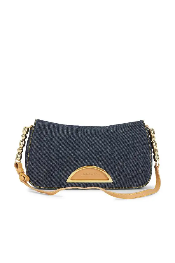 Dior Denim Maris Pearl Shoulder Bag - Blue