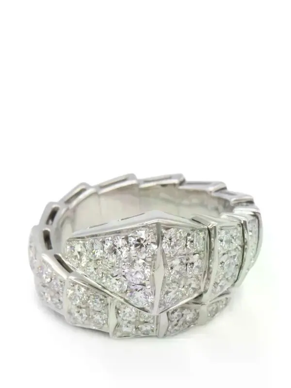 BVLGARI 18k White Gold Diamond Pave-set Serpenti Ring