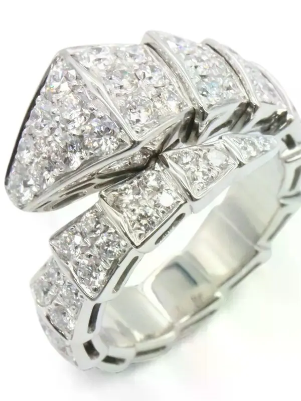 BVLGARI 18k White Gold Diamond Pave-set Serpenti Ring