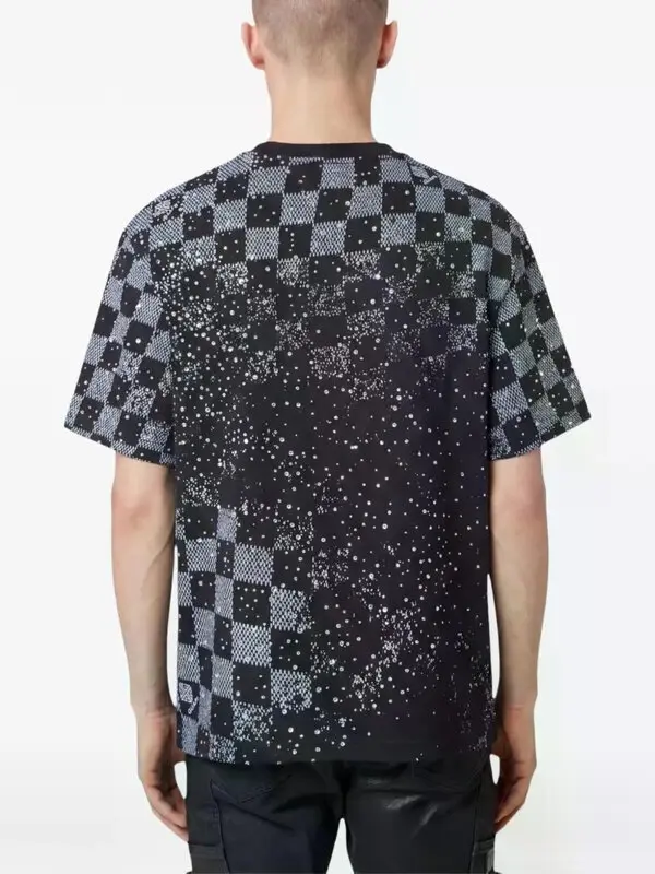 GUAPI Checkerboard-pattern Rhinestone-embellished T-shirt