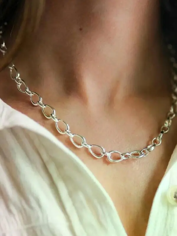 AUREE JEWELLERY Tone Raindrop Link Necklace - Silver