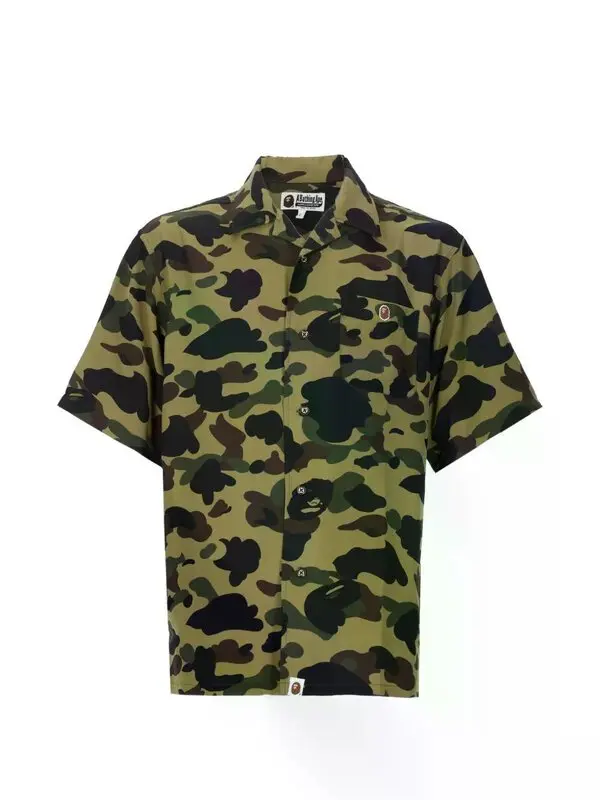 A BATHING APE Abc Camo-print Short-sleeve Shirt - Green
