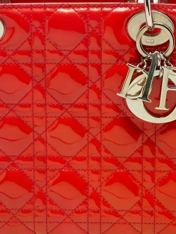 Dior 2012 Medium Lady Cannage Tote Bag - Red