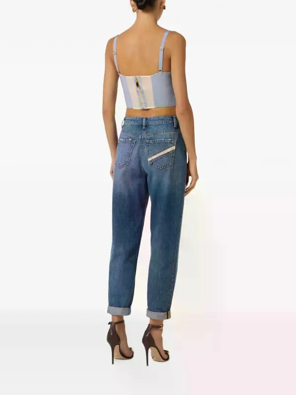 Elisabetta Franchi Sweetheart Neck Striped Top