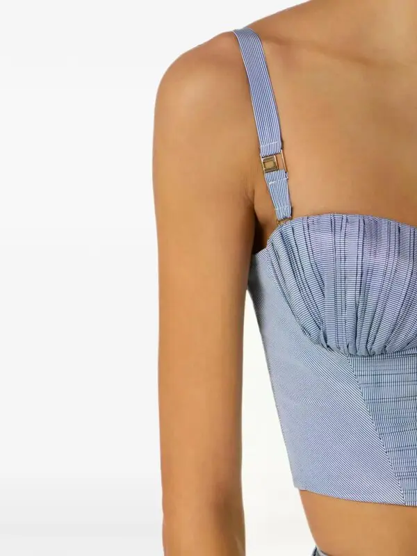 Elisabetta Franchi Sweetheart Neck Striped Top