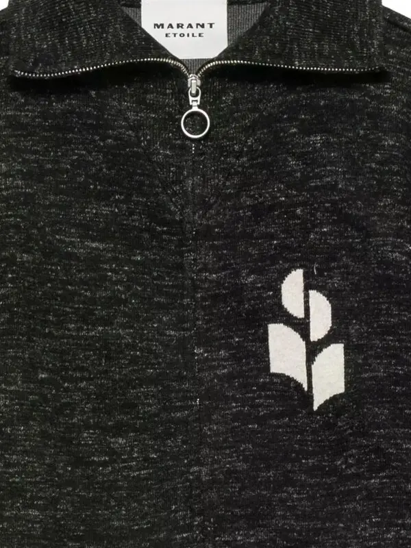 MARANT ETOILE Koxy Logo Intarsia Zip-up Sweater