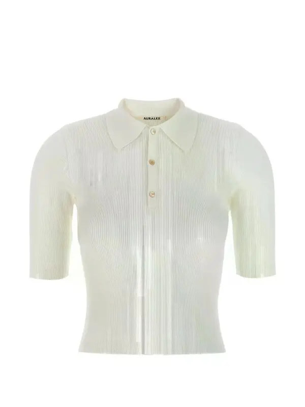 Auralee Ribbed Knit Polo Shirt