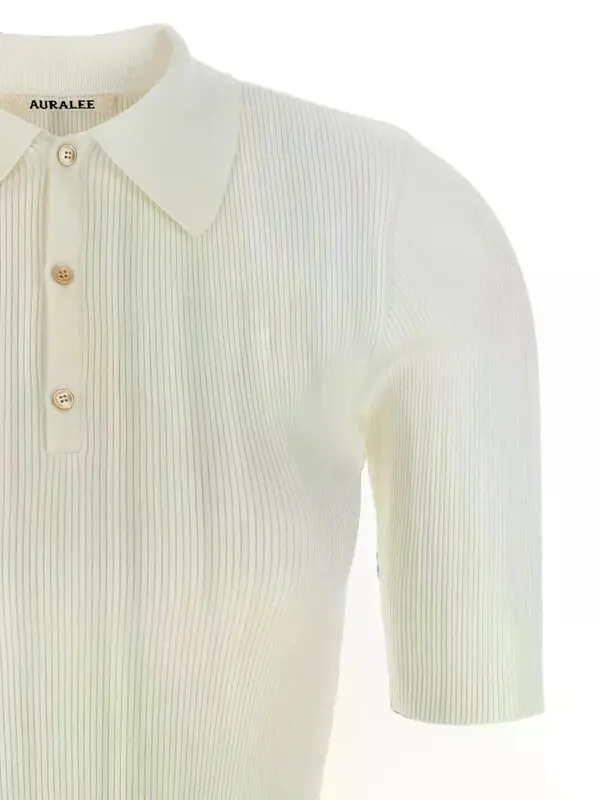 Auralee Ribbed Knit Polo Shirt