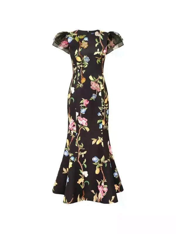 LEO LIN Sofia Floral-print Puff-sleeve Maxi Dress