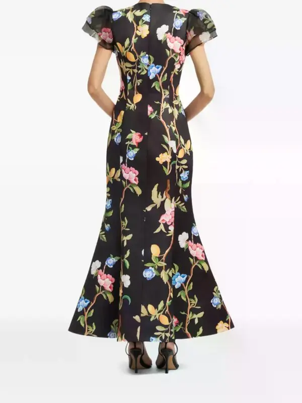 LEO LIN Sofia Floral-print Puff-sleeve Maxi Dress