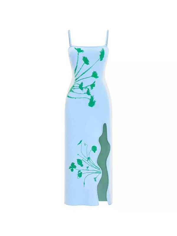 Ph5 Iris Flower-print Wavy-slit Maxi Dress