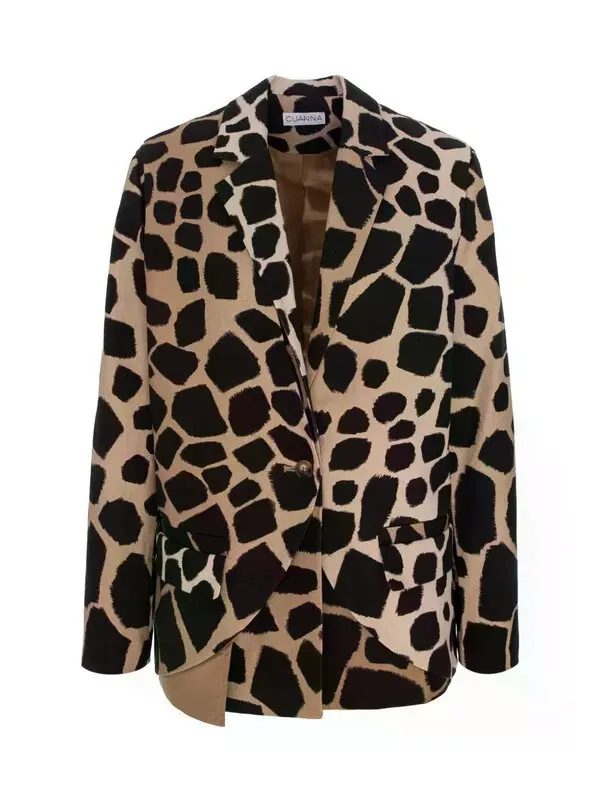CUANNA Giraffe Print Notch Lapel Suit Set