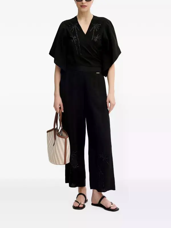 Lola Casademunt Beaded Palm Tree Wrap Top