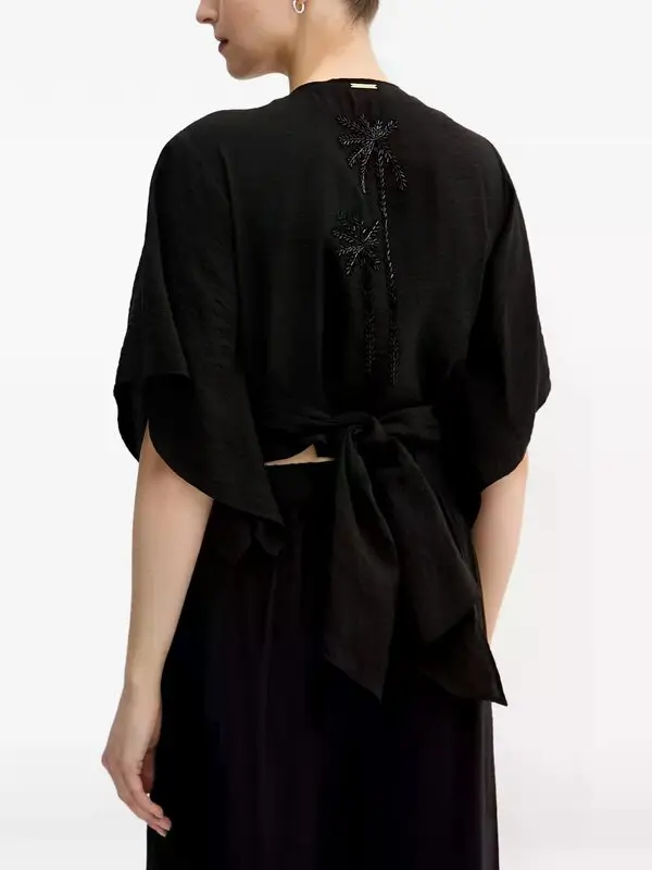 Lola Casademunt Beaded Palm Tree Wrap Top