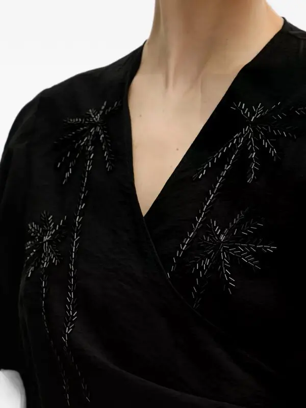 Lola Casademunt Beaded Palm Tree Wrap Top
