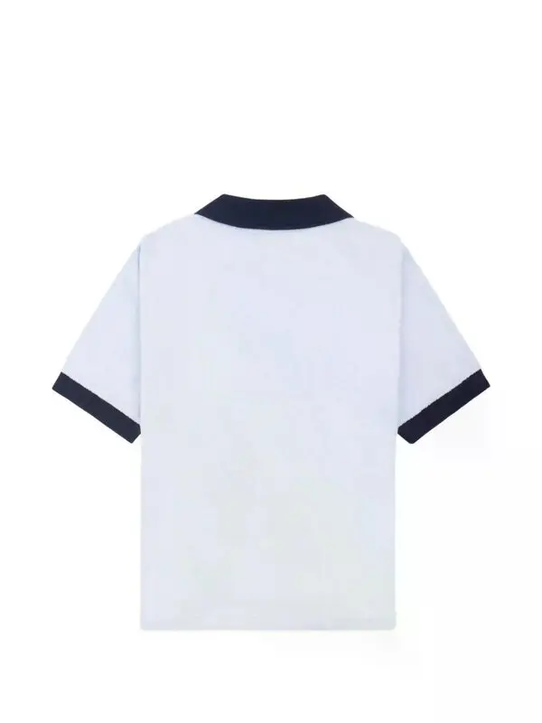 SPORTY & RICH Logo Embroidered Terry Polo Shirt - Blue