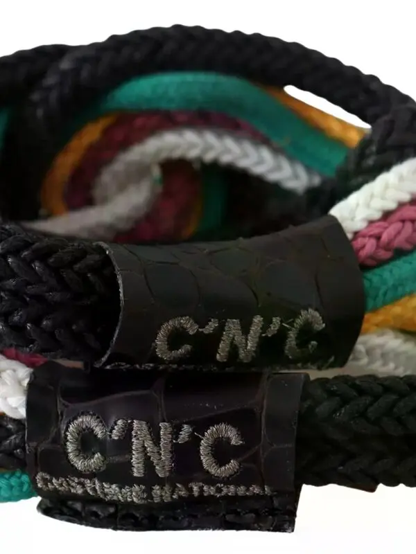 Costume National Braided Rope And Leather Patch Belt