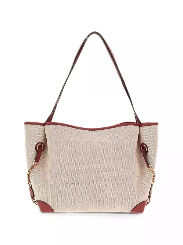 Chloé Clover Logo-print Shoulder Bag With Calf Leather Trim - Neutrals