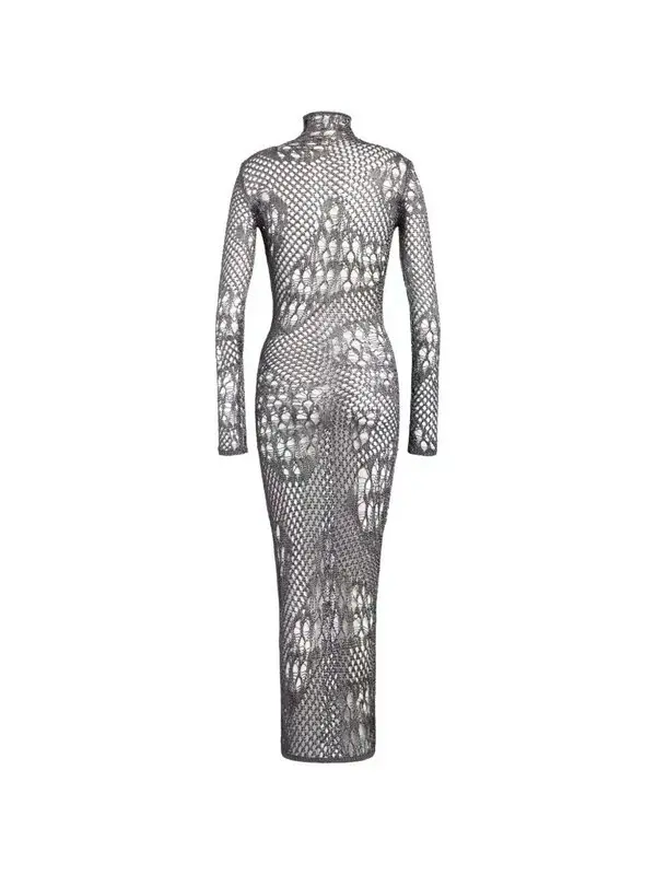 DONDUP Crochet Knit Long Sleeve Maxi Dress