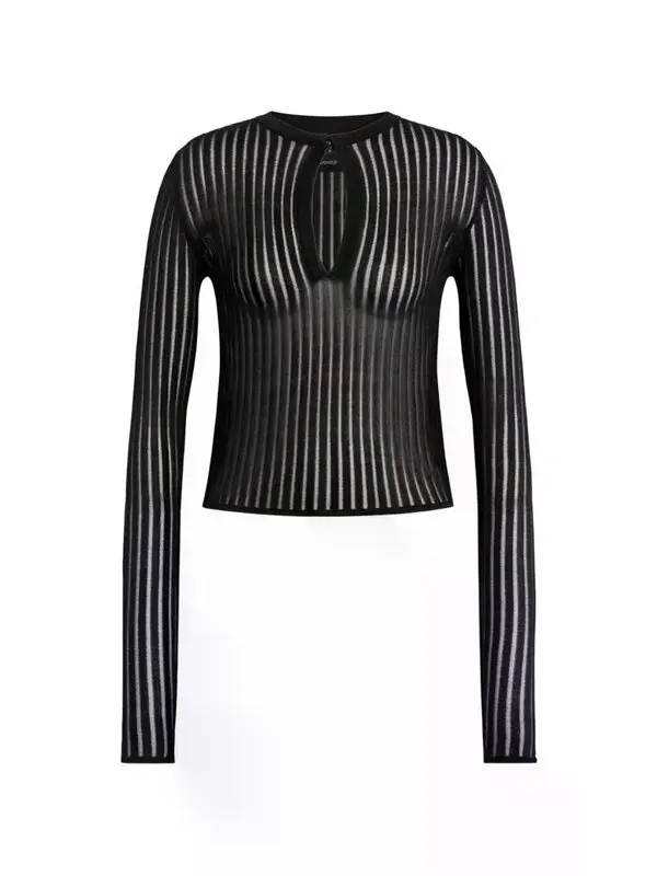 DONDUP Sheer-knit Cut-out Sweater With Vertical Stripe Pattern