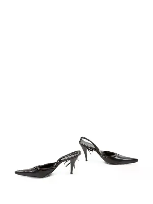 Saint Laurent Leather Pointed Toe Slingback Pumps With Tassel Detail
