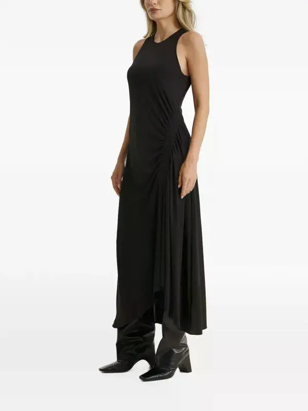 CUANNA Sleeveless Ruched Asymmetrical Hem Dress
