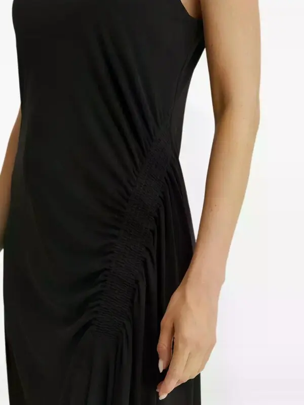 CUANNA Sleeveless Ruched Asymmetrical Hem Dress