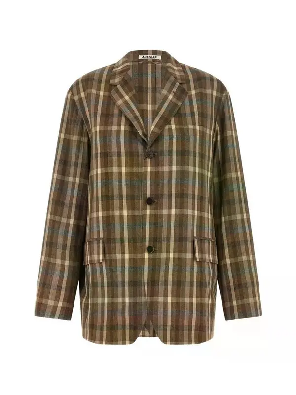 Auralee Check-pattern Wool Blazer