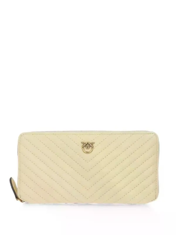 Pinko Love Birds Chevron-quilted Wallet - Neutrals