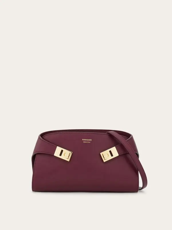FERRAGAMO Hug Mini Croc Effect Leather Bag - Violet