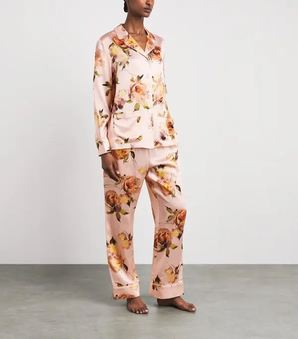 Harrods Silk Midnight Rose Pyjama Set