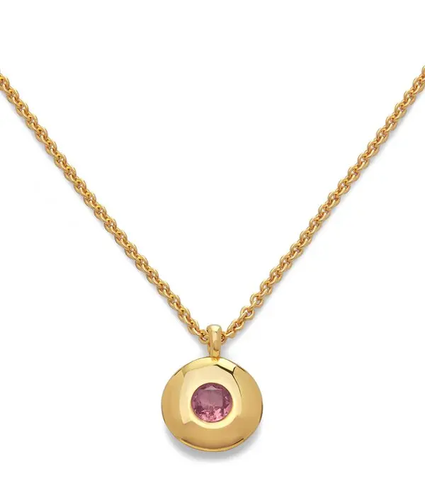Monica Vinader Vermeil And Pink Tourmaline Pendant Necklace - Gold