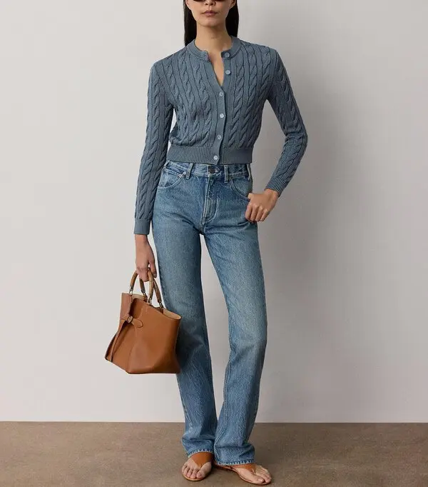 Ralph Lauren Silk Cable-knit Cropped Cardigan