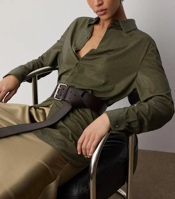 Ralph Lauren Silk Embellished Adrien Shirt