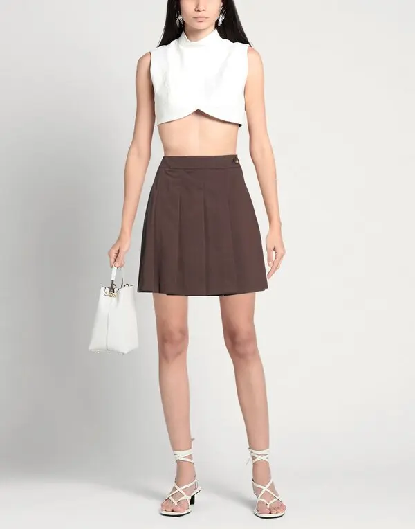 KAOS Chocolate Pleated Mini Skirt