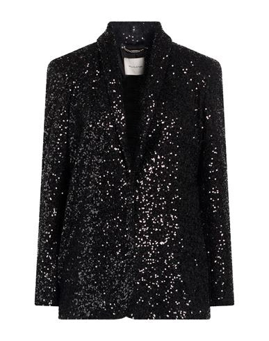 MANILA GRACE Chocolate Polyester Sequined Blazer - Black