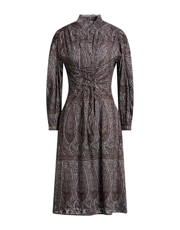 Antik Batik Paisley Print Cotton Midi Dress - Grey