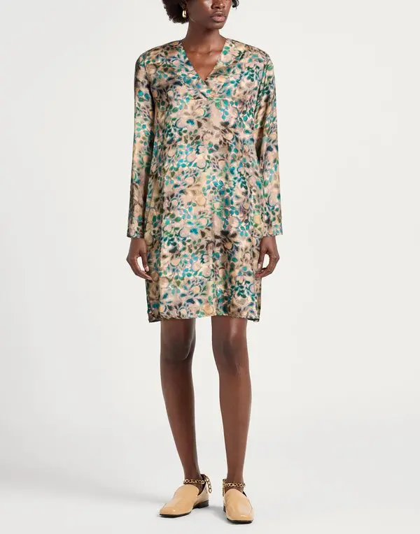 Momoni Mini Dress Deep Teal Size Silk