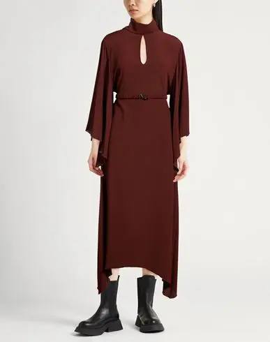 MANILA GRACE Chocolate Acetate And Silk Maxi Dress