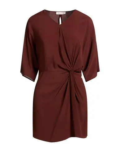 MANILA GRACE Mini Dress Chocolate Size Acetate, Silk - Brown