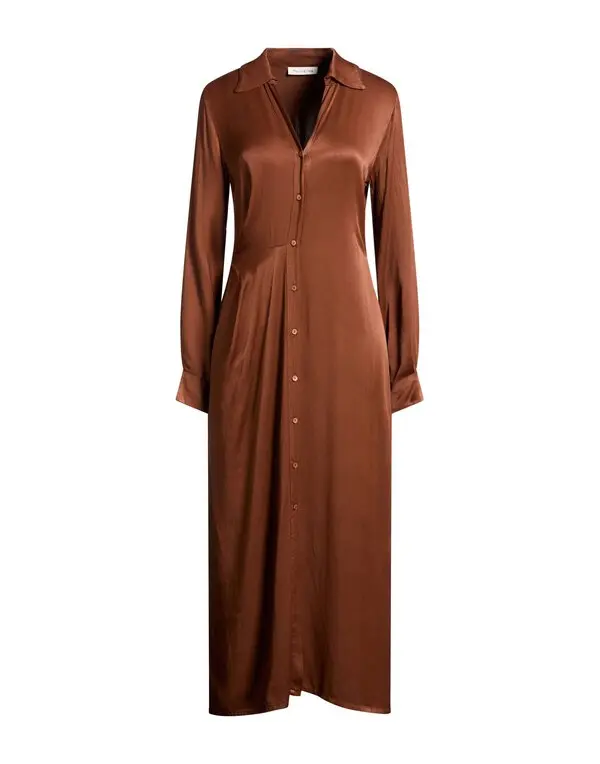 MANILA GRACE Satin Maxi Shirt Dress