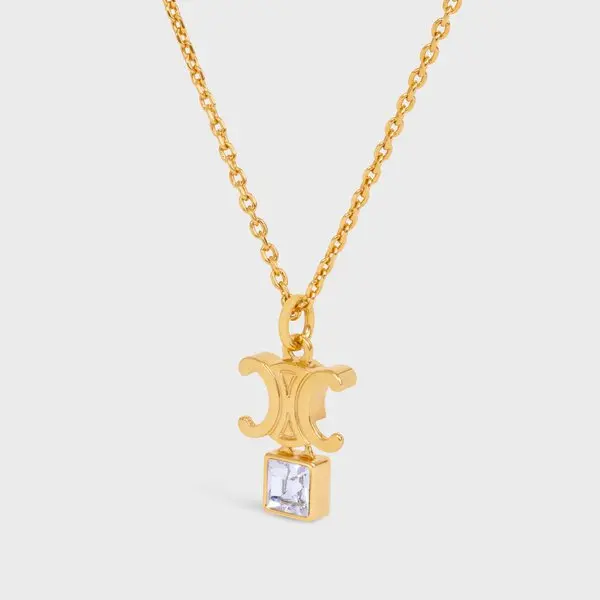 Celine Triomphe Twinkle Necklace In Strass And Brass With Gold Finish